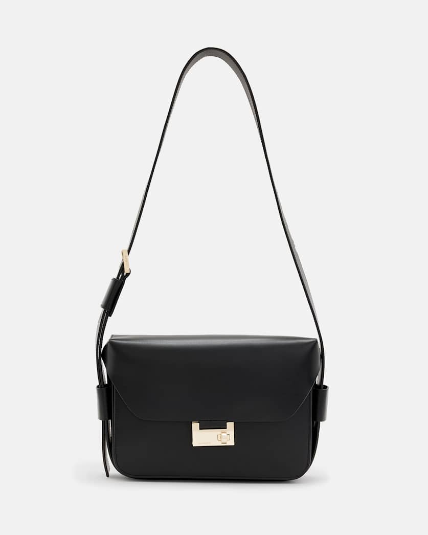 Etienne Leather Shoulder Bag Black | ALLSAINTS US